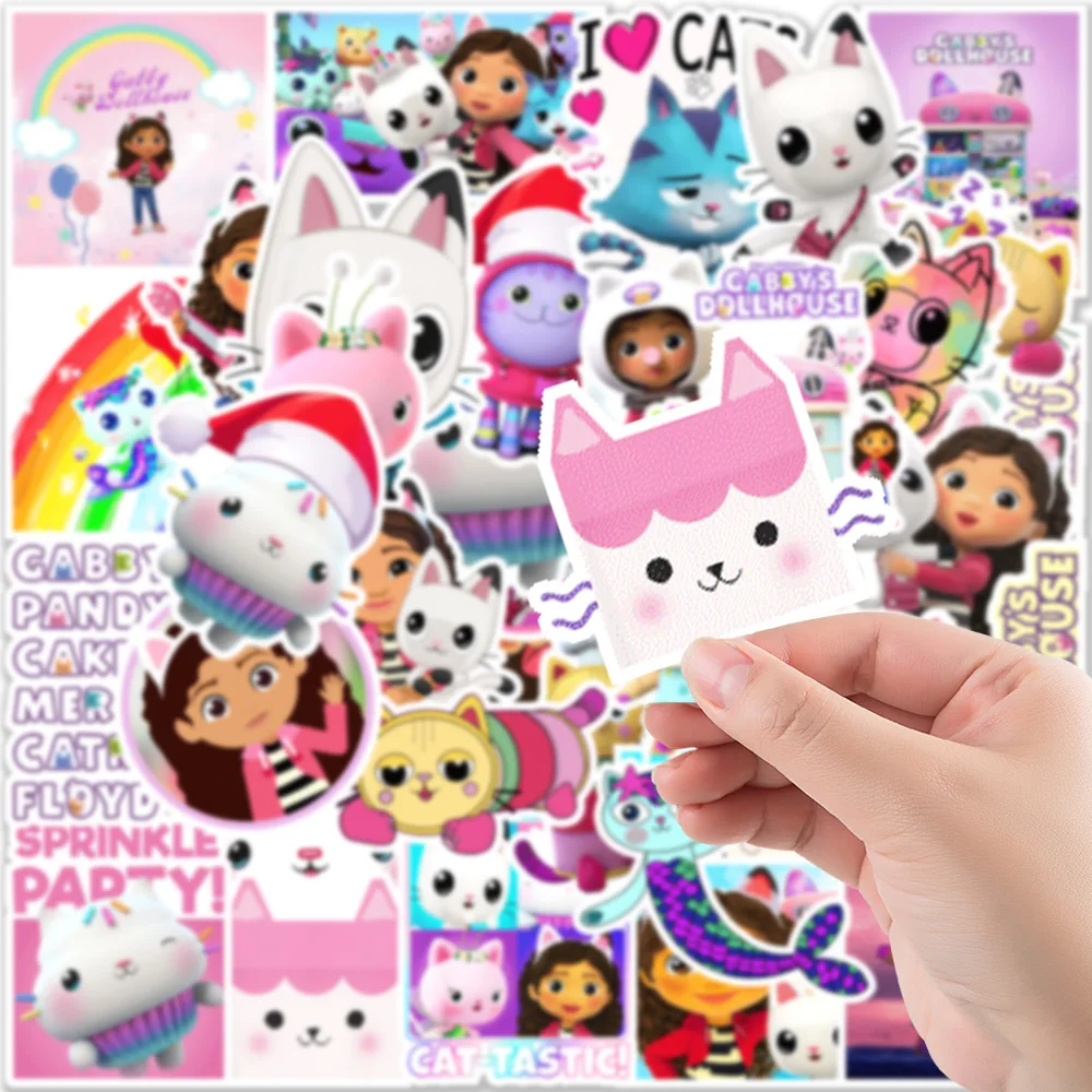 10-50Pcs-New-Gabby-Dollhouse-Cartoon-Stickers-Car-Motorcycle-Travel ...