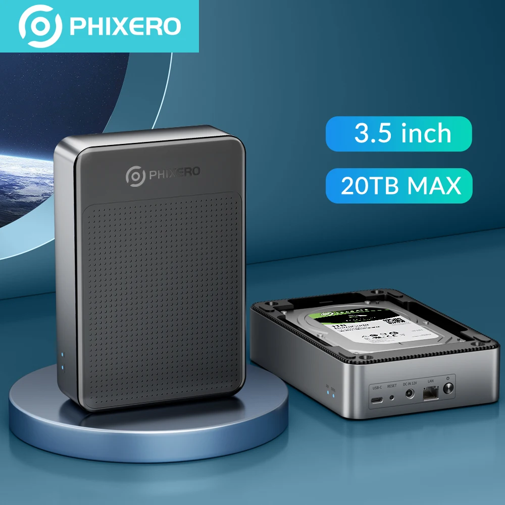 PHIXERO Network Attached Storage with 3.5 inch SATA Hard Disk Enclosure ...