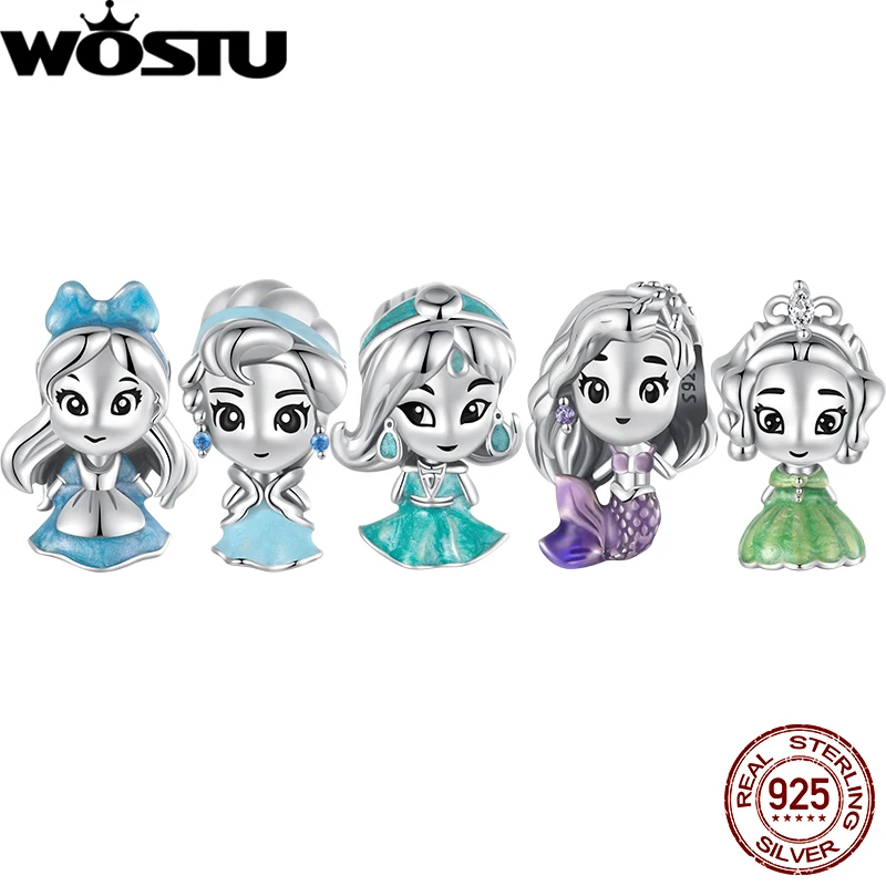 WOSTU-Original-925-Sterling-Silver-Fairytale-Princess-Charms-Enamel ...