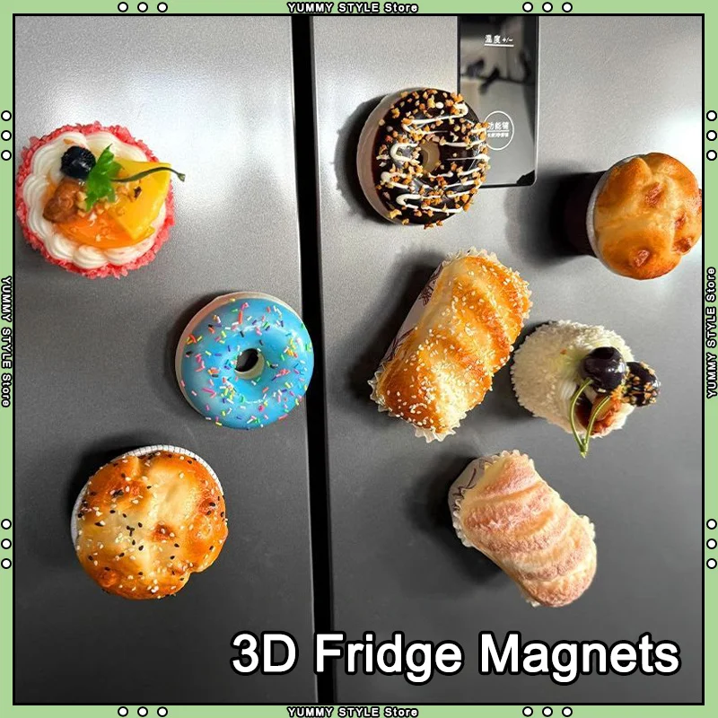 Creative 3d Cake Bread Fridge Magnets Refrigerator Magnet Pu Rebound ...
