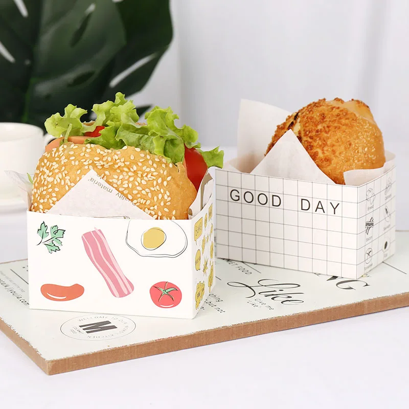 Take-Out-Mini-Burger-Boxes-Toast-Holding-Bread-Tray-Sandwich-Hot-Dog ...