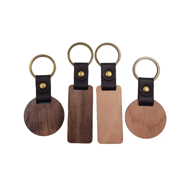 Black-Walnut-Round-Keyring-Pendant-Fashion-Rectangular-Blank-Keychain ...