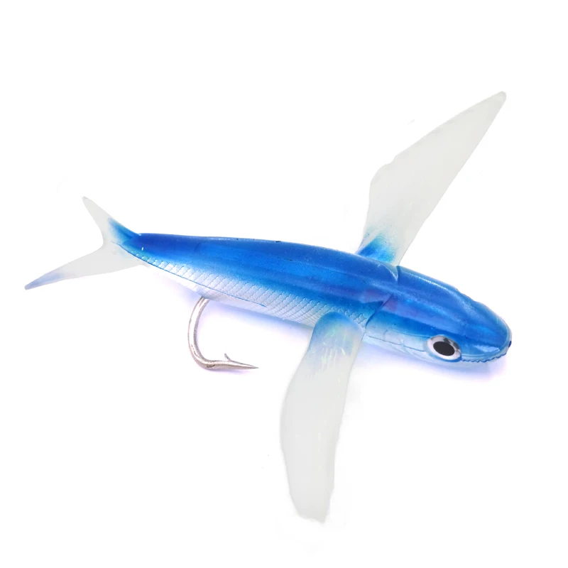 2pcs/pack artificial flying fish lure 125g 20cm silica gel tuna fishing ...