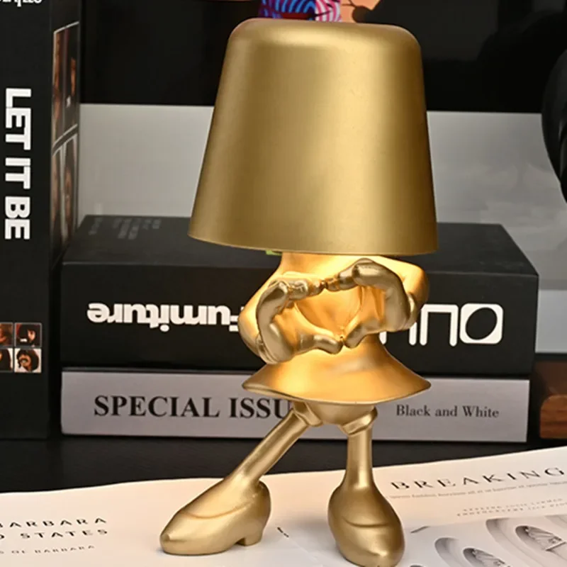 Nordic-Chrome-Little-Golden-Man-Table-Lamp-Living-Room-Bedroom-Bedside ...
