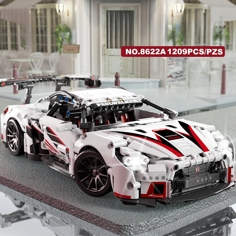 Building blocks compatible with concept White Sports car Super Racing ...