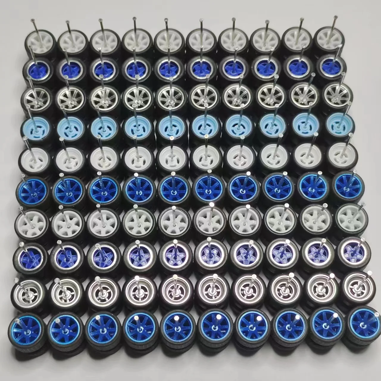 50sets 1/64 Alloy Car Wheels With Rubber Tires Axles For 1:64 Matchbox ...