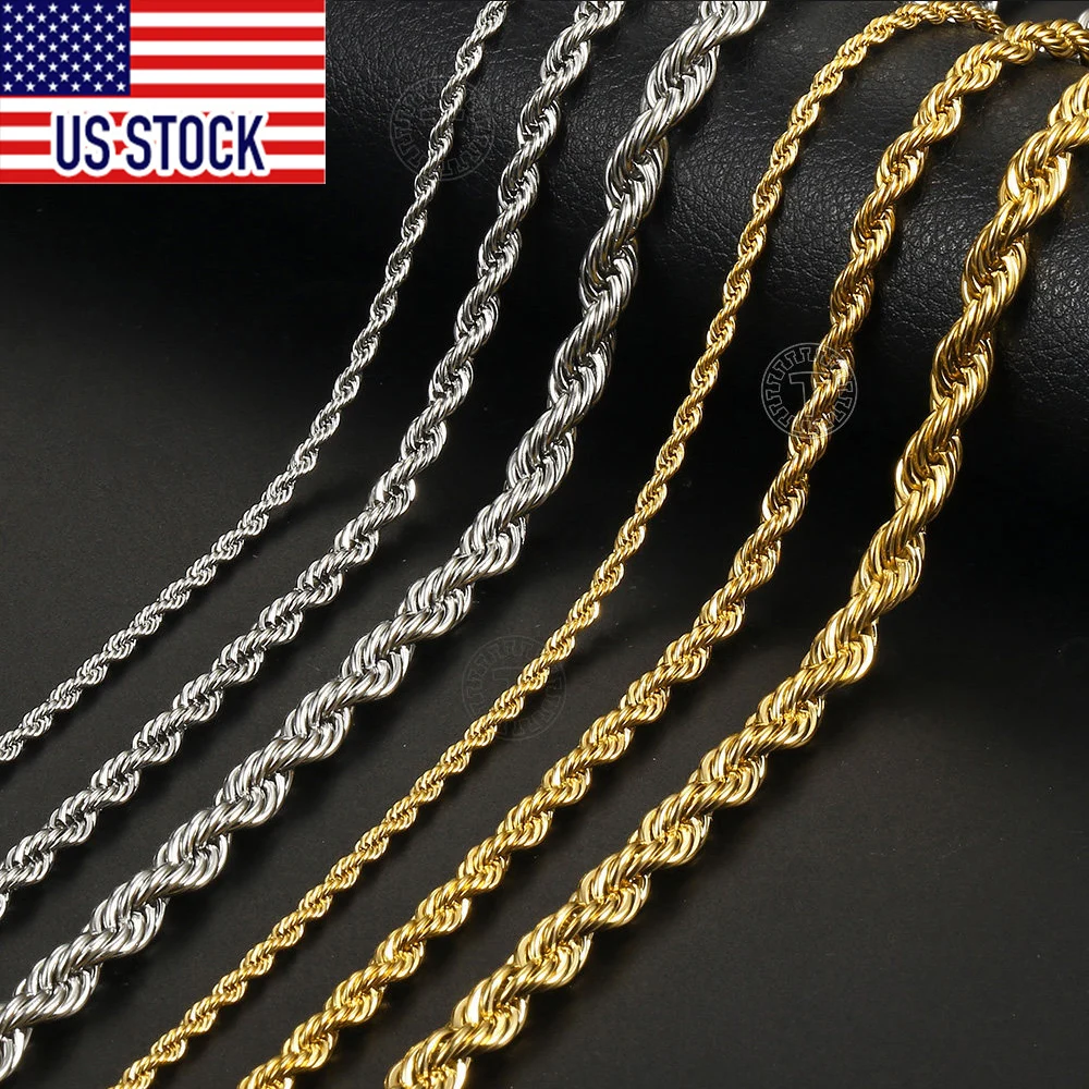Stainless-Steel-Twisted-Rope-Link-Chain-3-5-7mm-Gold-Silver-Color ...