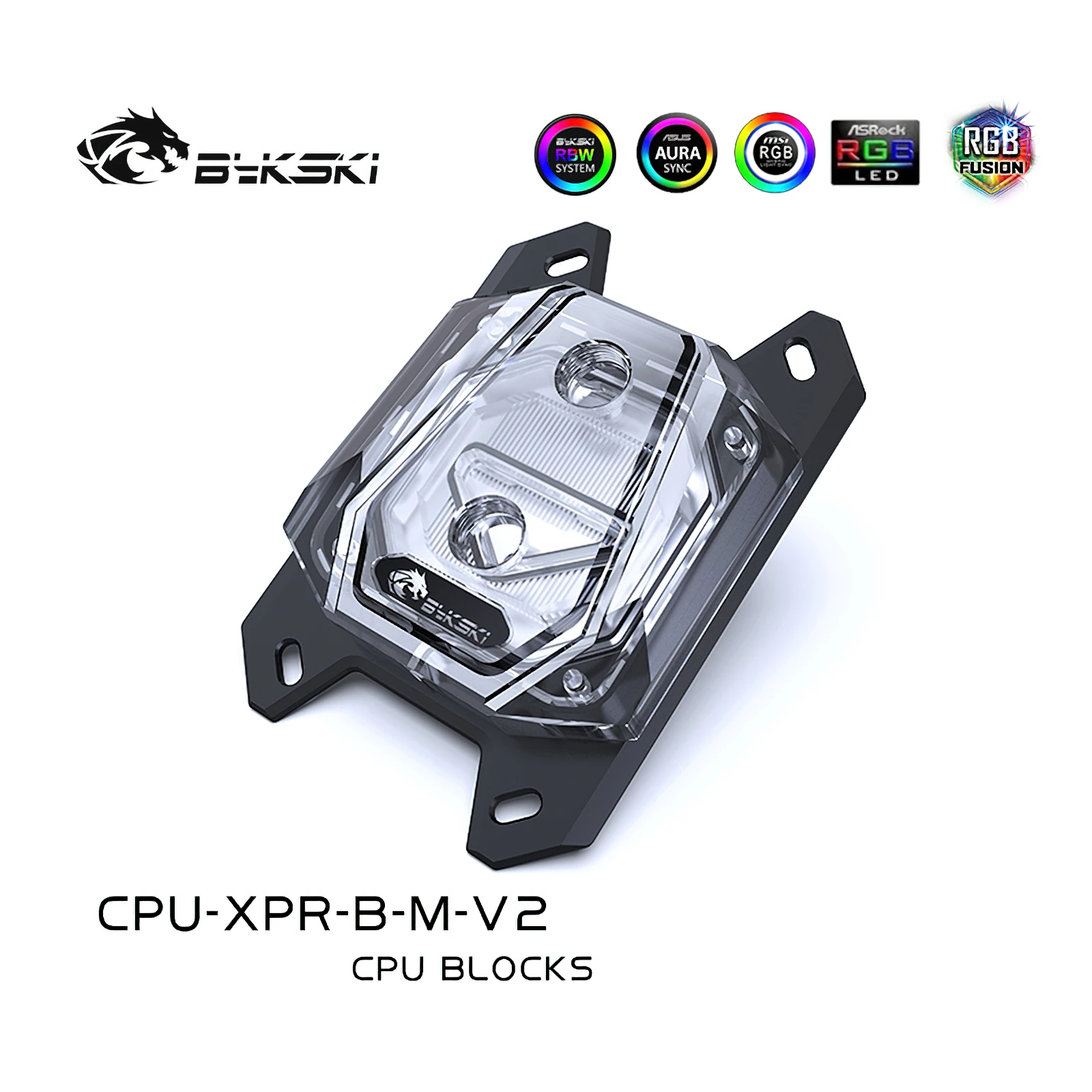 Bykski Bloque de refrigeración por agua de CPU RGB, parte superior acrílica para AMD CPU XPR B M ...