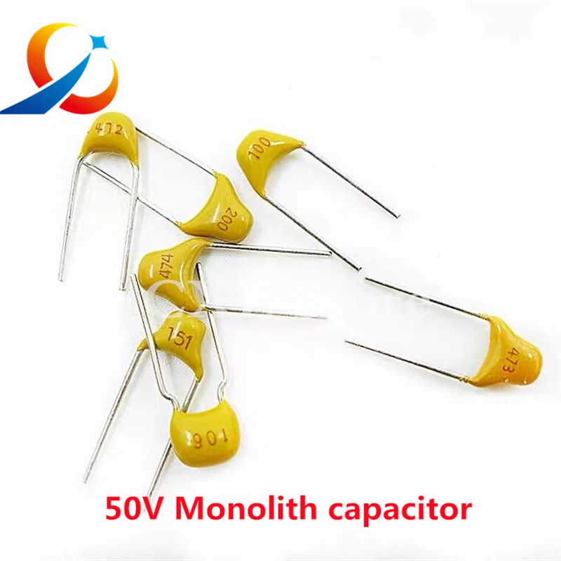 100Pcs 50V Monolithic Veramic Capacitor 10PF--10UF 22PF 47NF 220NF 1NF ...