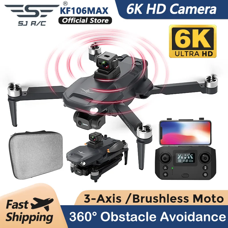 SJRC KF106 MAX 프로페셔널 GPS 드론, 3 축, 흔들림 방지 짐벌, 4K HD 카메라, 5G 와이파이 FPV, 브러시리스 RC 쿼드콥터 드론