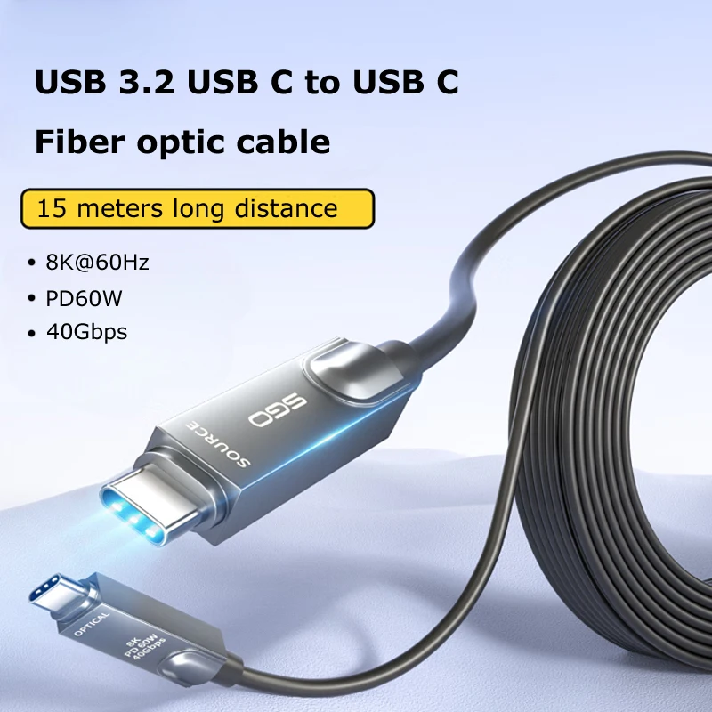 Optical Fiber USB3.2 Gen2 Cable Type-C Fiber Video Cable Active Optical ...