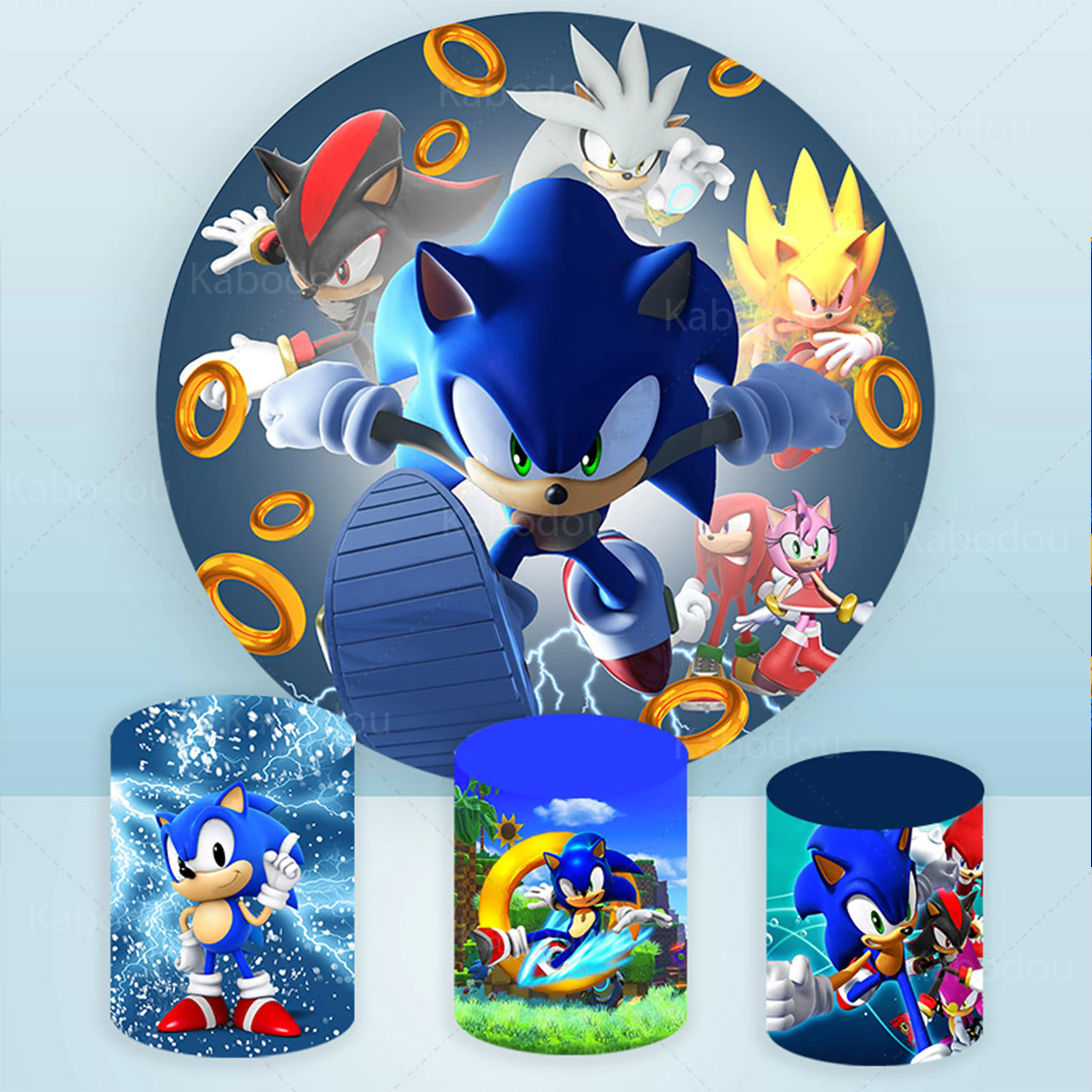 Sonic-Round-Backdrop-Boys-Birthday-Decoration-Blue-Photography ...