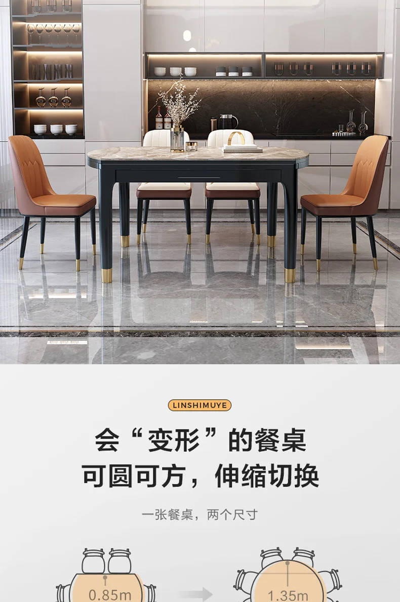 Bàn ăn Kéo Dài Cao Cấp Bàn Bếp Tròn Bắc Âu Hiện Đại Đơn Giản Bàn Ăn Cao ...