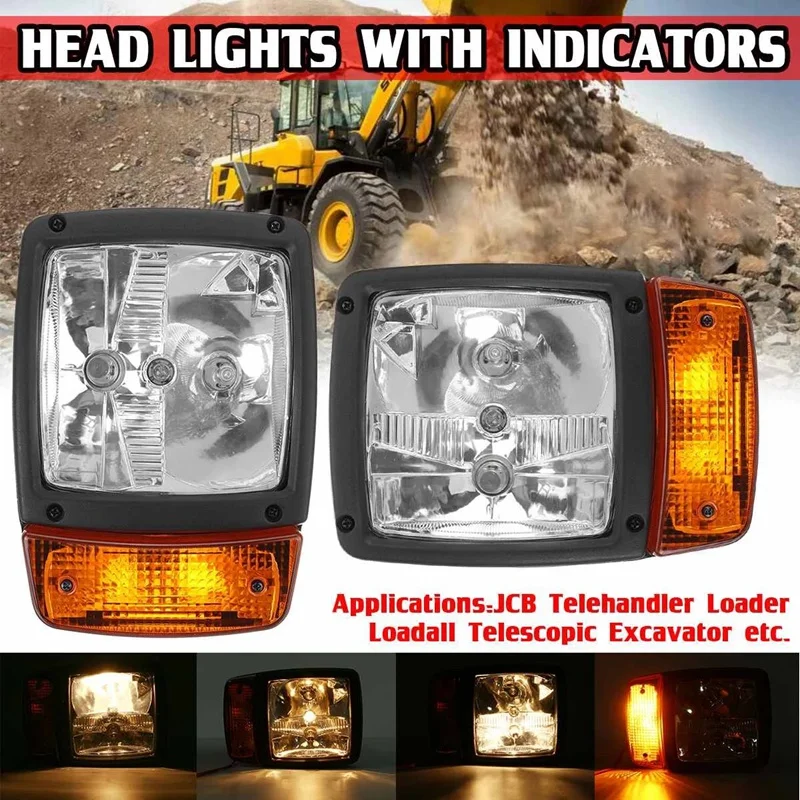 24V-Excavator-JCB-Front-LED-Headlights-Turn-Signal-Lamp-Indicator-Work ...