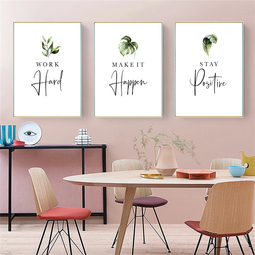 Inspirational-Quote-Motivational-Botanical-Leaf-Canvas-Poster ...