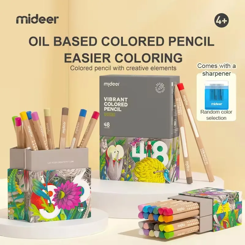 Mideer-24-36-48-Colors-Wooden-Oil-Based-Colored-Pencils-With-Creative-Elements-Arts-Children ...