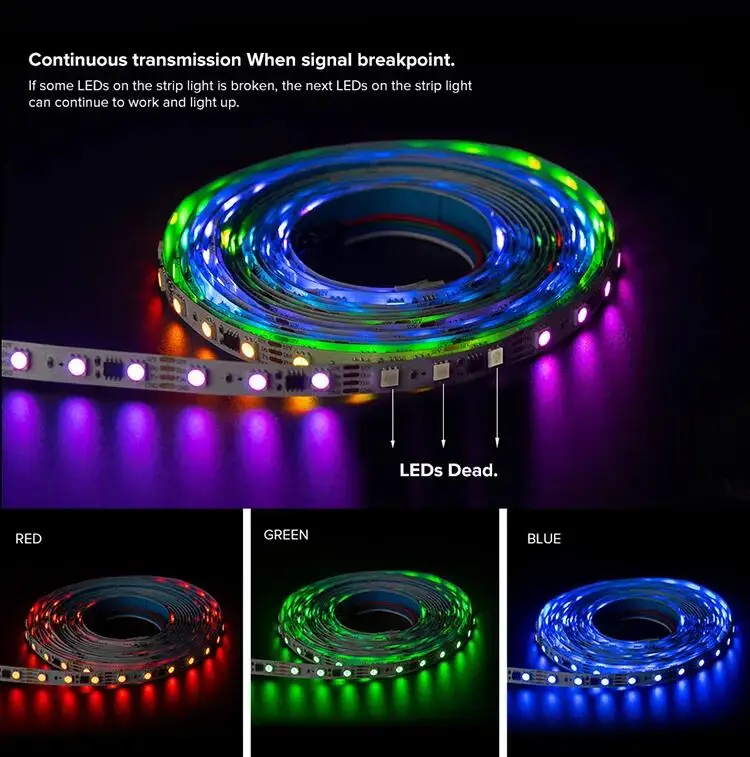 5m DC12V WS2818 LED Digital Pixel Strip 96leds/m;32pixels/m 12mm Wide ...