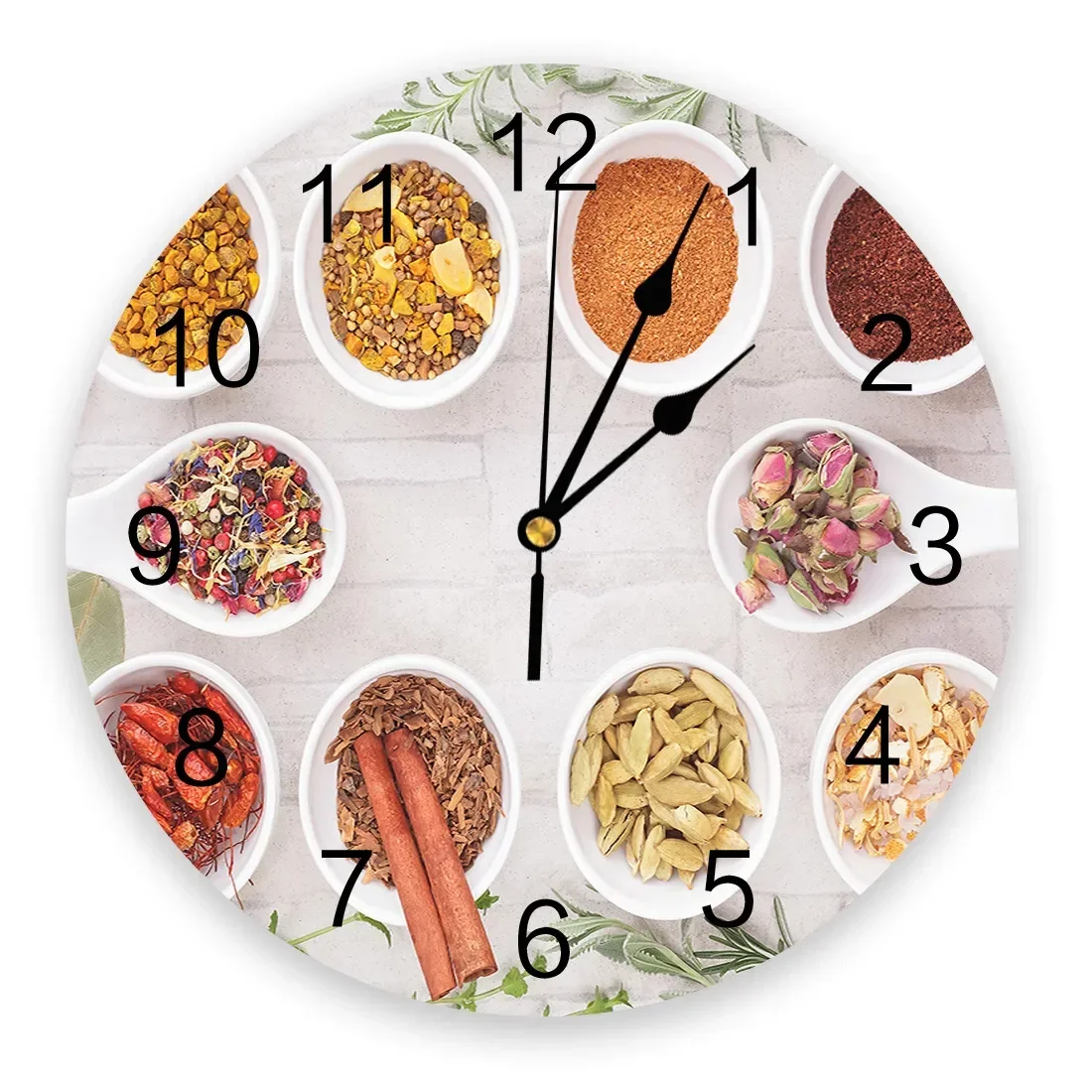 Flavoring-Spices-Ingredients-Kitchen-Seasonings-Wall-Clock-Modern ...