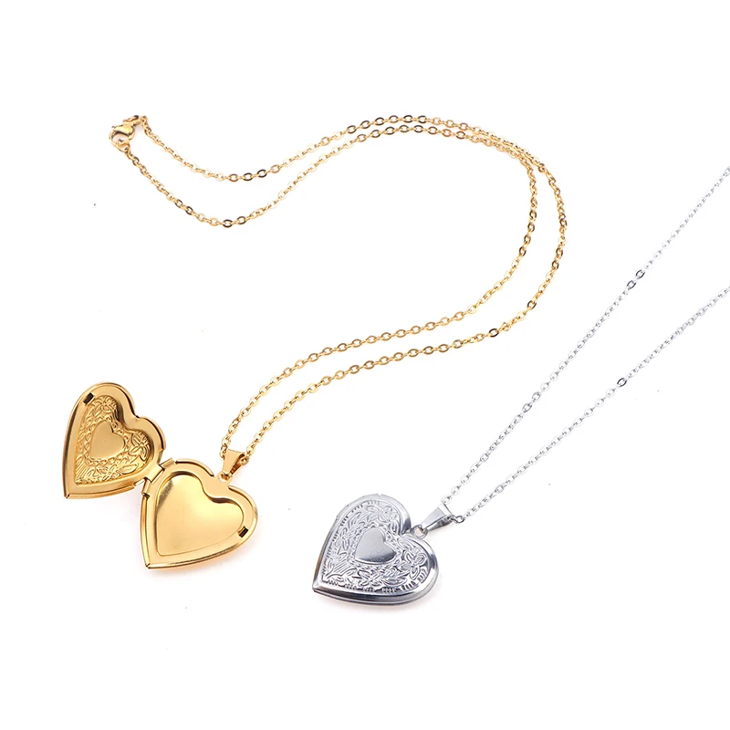 Memory-Floating-Heart-Love-Chain-Necklace-For-Woman-Engraved-Opening ...