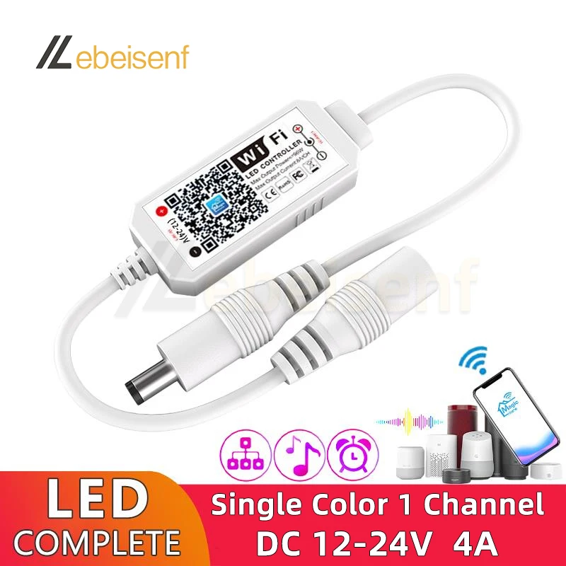 DC12V 24V 96W 1CH LED Dimmer Controller Wireless WiFi Smartphone APP Control Monochrome Light ...