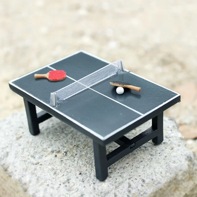 Mini Pong Table Miniature Model Dining Room Decor Imitation Tennis Kids ...