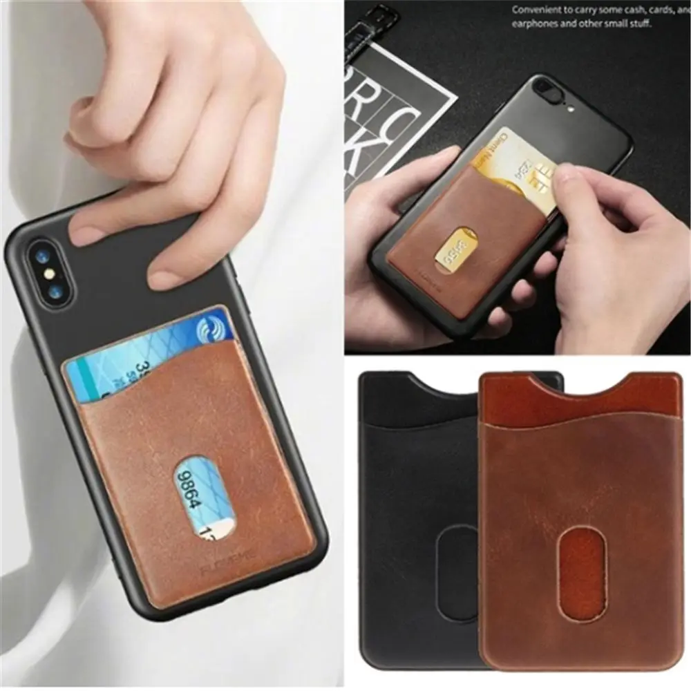 Leather Card Holder Sticker Adhesives Credit ID Card Mobile Phone Back ...