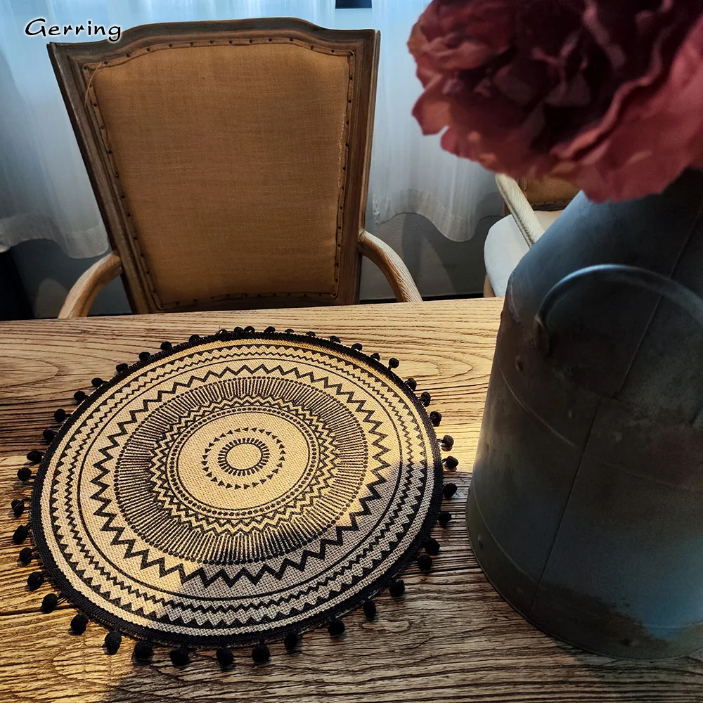 Gerring-Hand-Woven-Placemats-Coasters-Retro-Cotton-Linen-Decorative ...