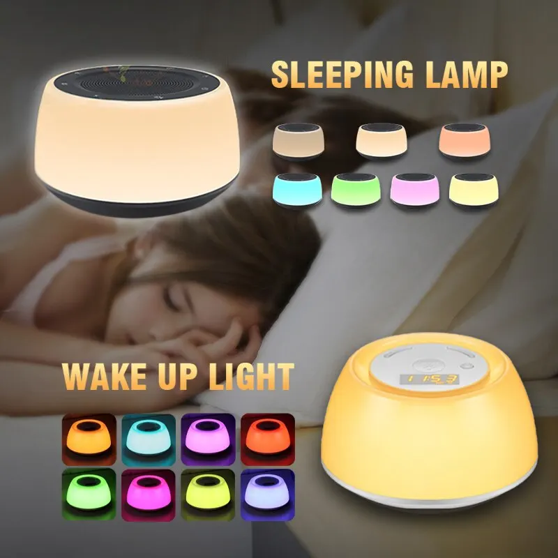 LED Night Light Wake Up Light Sleeping Lamp Alarm Clock Natural Sounds ...