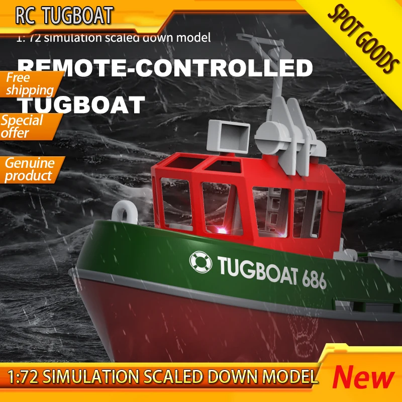 1:72 Remote Tugboat 2.4G Wireless Remote Control Boat Speedboat Dual ...