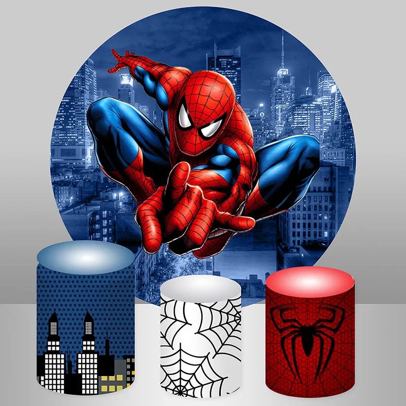 Disney Spiderman Round Cover Backdrop Child Birthday Photo Backdrop ...