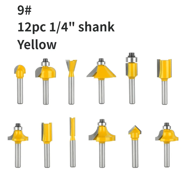 YUSUN 12pcs Router Bit Sets Trimming Straight Carbide Tungsten Cutters ...