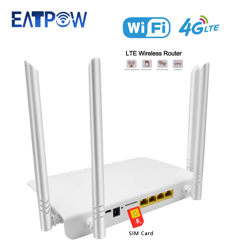 EATPOW 4G Roteador Sem Fio Cartão SIM Hotspot Home 4G roteador wifi EU ...