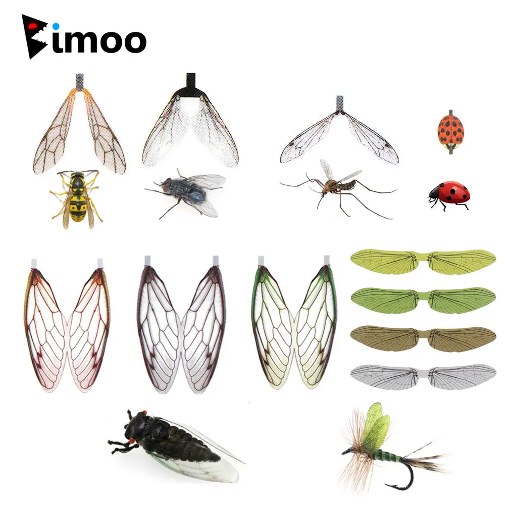 Bimoo Pre Cut Realistic Insect Wing Stonefly Mayfly Ladybug Wasp Cicada ...
