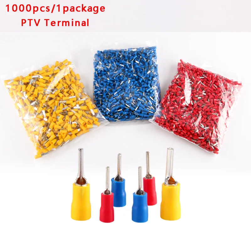 1000PCS Insulated pin terminal copper PTV 2-10PCT1.25-10 PCT5.5-13 ...