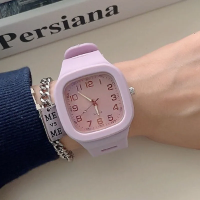 New-Square-Watch-Women-Cute-Pink-Watches-Fashion-Sports-Silicone-Band ...