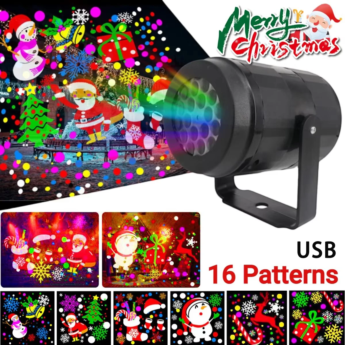 LED-L-mpada-Do-Projetor-De-Natal-16-Padr-es-360-Rotativo-Decora-o-Do ...