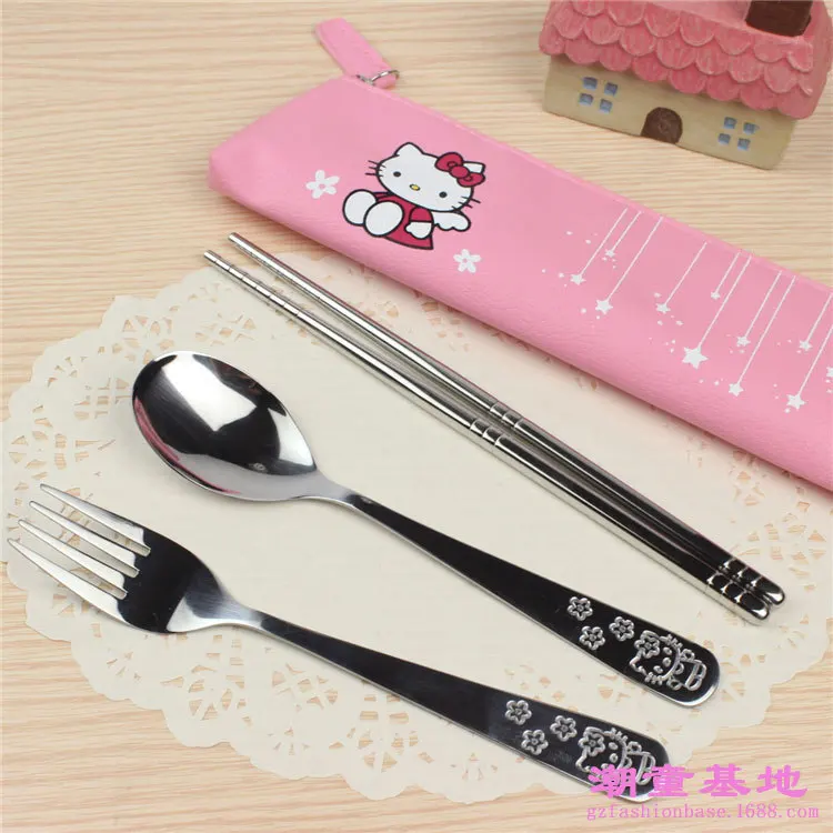 Cute-Sanrio-Hello-Kitty-Kid-Tableware-Set-304-Stainless-Steel-Cartoon ...