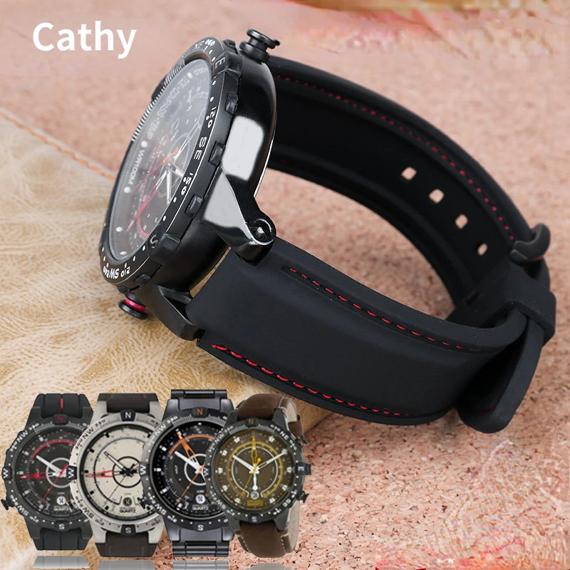 Silicone-Watch-Strap-for-Timex-Tide-T2n720-T2n721-Waterproof-Sweat ...