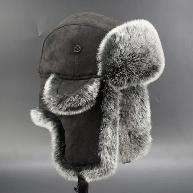 Winter-Russian-Man-Woman-Wholeskin-Natural-Rex-Rabbit-Fur-Hats-Luxury ...