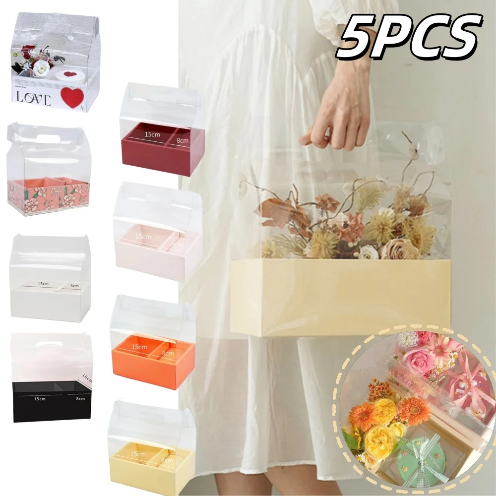 Portable-Transparent-Pvc-Gift-Flower-Box-With-Handle-Florist-Flowers ...