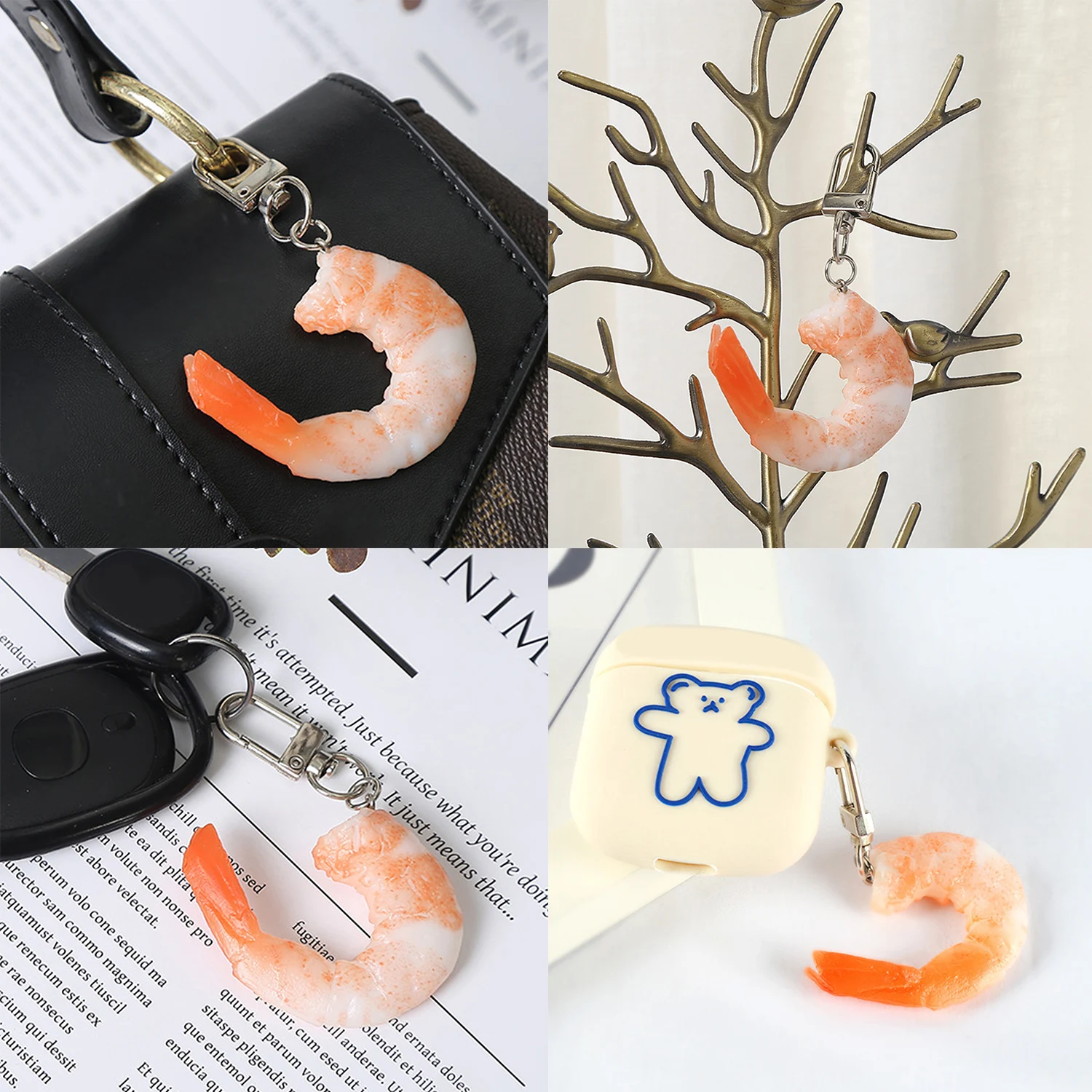 Funny-Simulation-PVC-Shrimp-Keychain-Prawn-Keyring-Food-Sea-Animal-Kids ...
