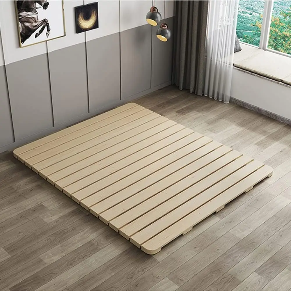 King Size Floor Bed Frame with Breathable Slats, Moisture-Proof Design ...