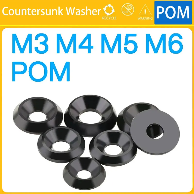 POM Countersunk Washer M3 M4 M5 M6 M8 M10 Conical Solid Plastic Concave ...