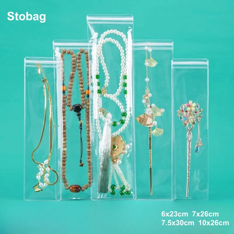 StoBag Transparent PVC Long Jewelry Packaging Bags Plastic Self-sealing ...