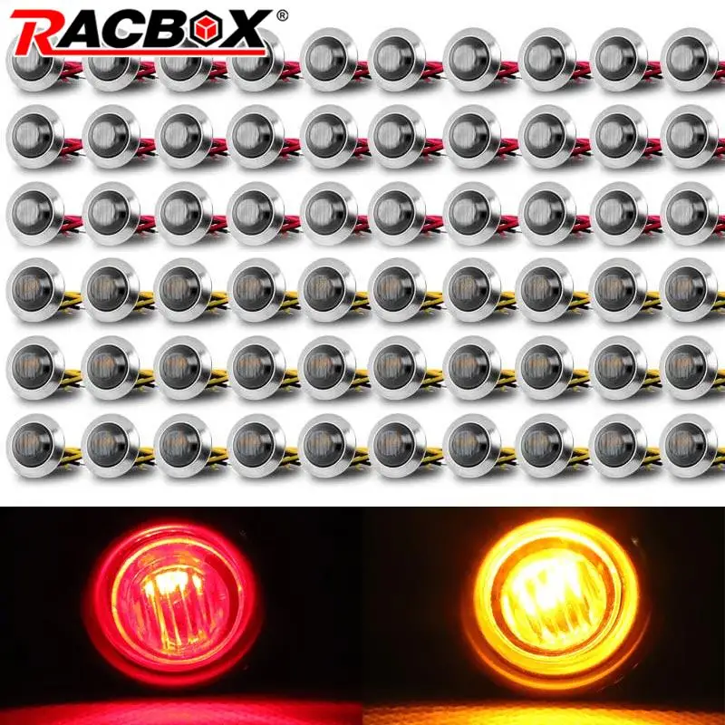 30pcs Mini Round LED Side Marker Light Red Yellow Turn Signal Side ...