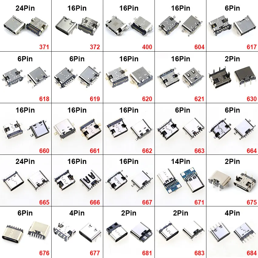 50pcs-6-4-6-14-16-24-Pin-SMT-Female-Socket-Connector-Port-Micro-USB ...