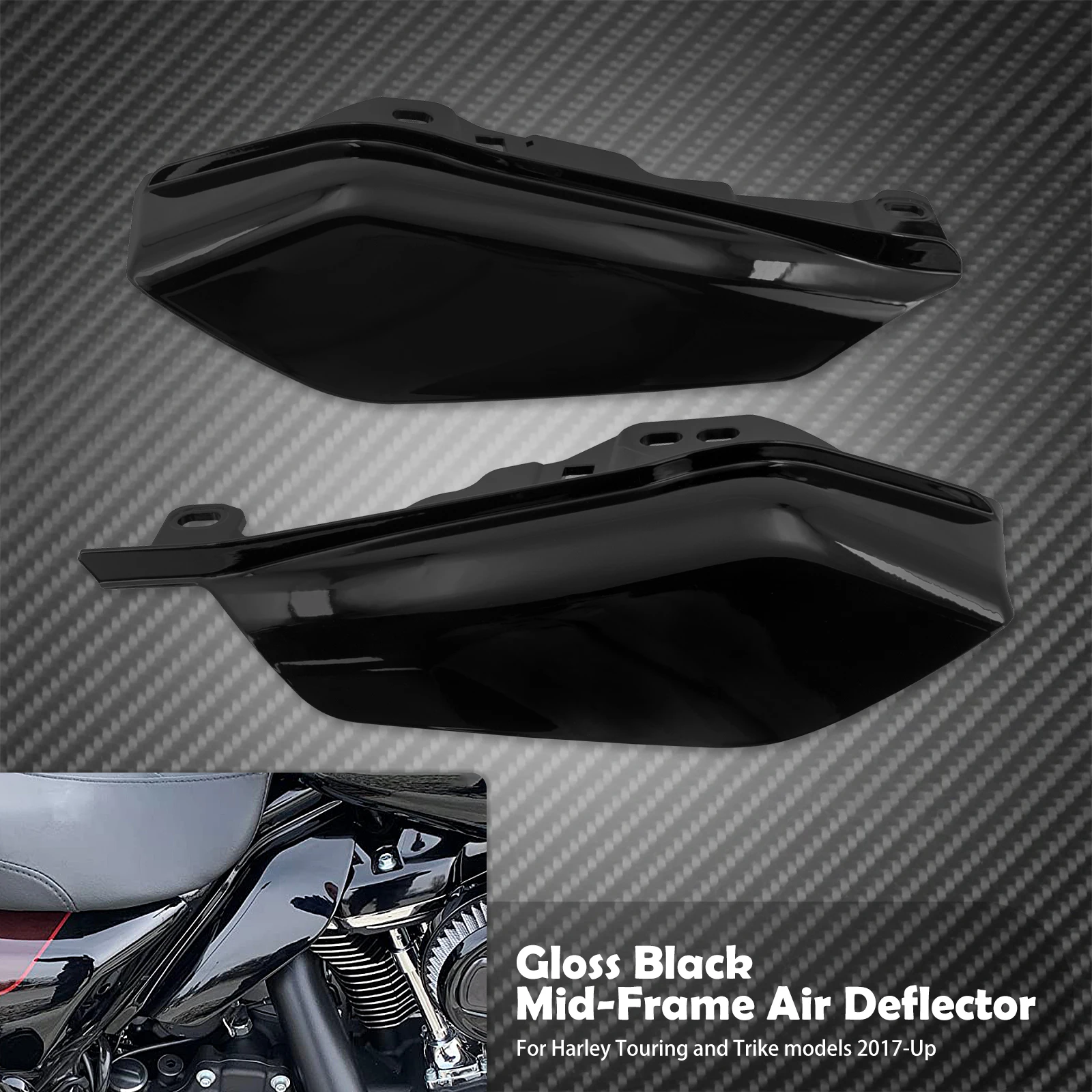 Deflector-de-calor-de-aire-para-motocicleta-Marco-medio-negro-brillante ...