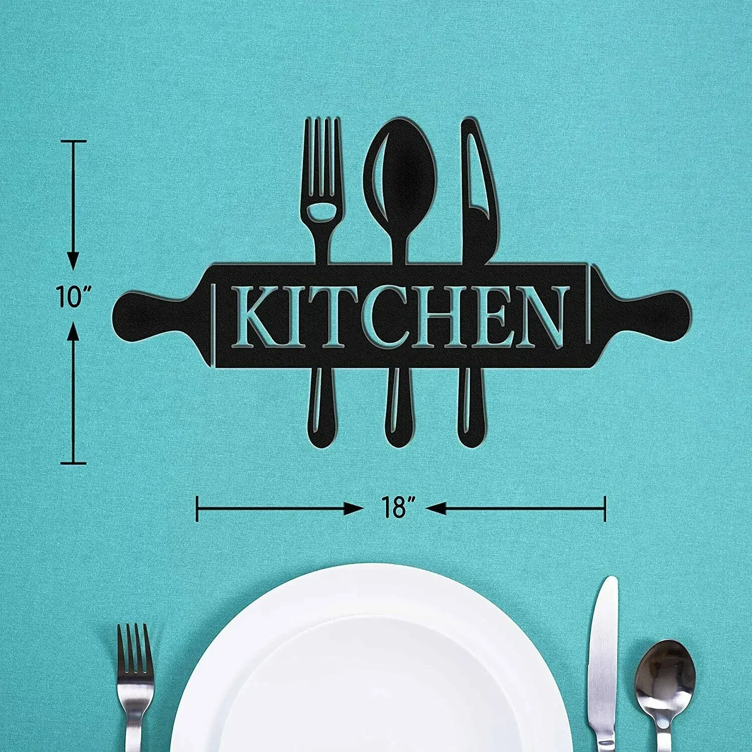 HelloYoung-18-X10-Metal-Utensil-Wall-Art-Black-Kitchen-Wall-Decor-Sign ...