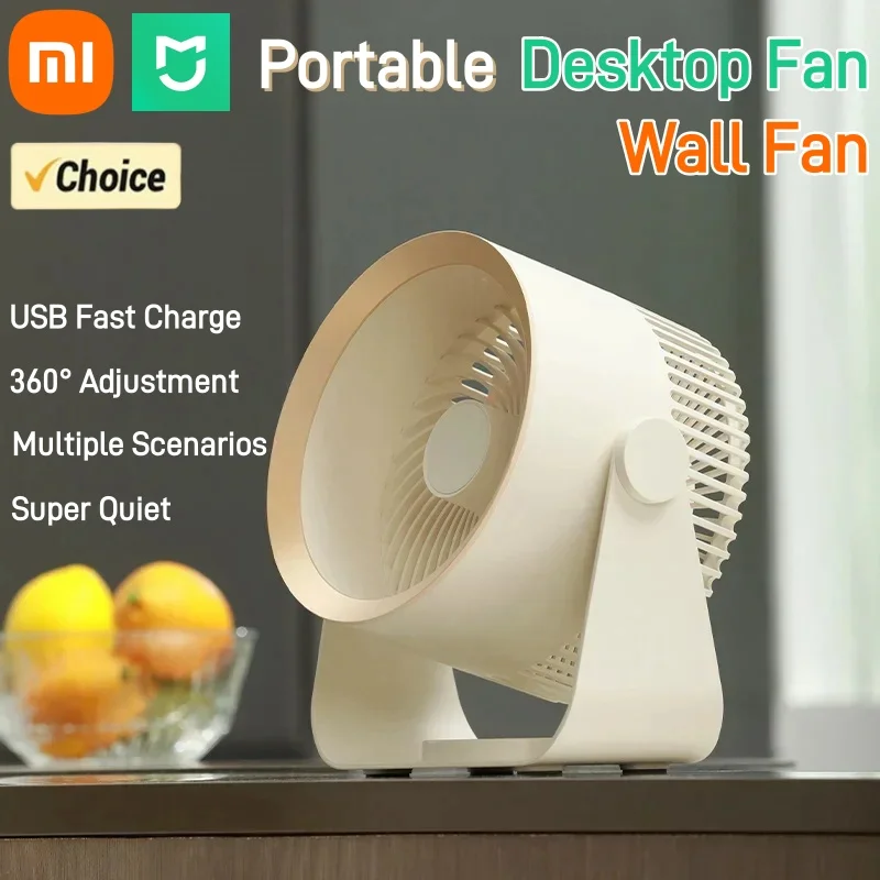 Xiaomi-Portable-Fan-USB-Desk-Fan-Table-Quiet-4000mAh-High-Power-Head ...