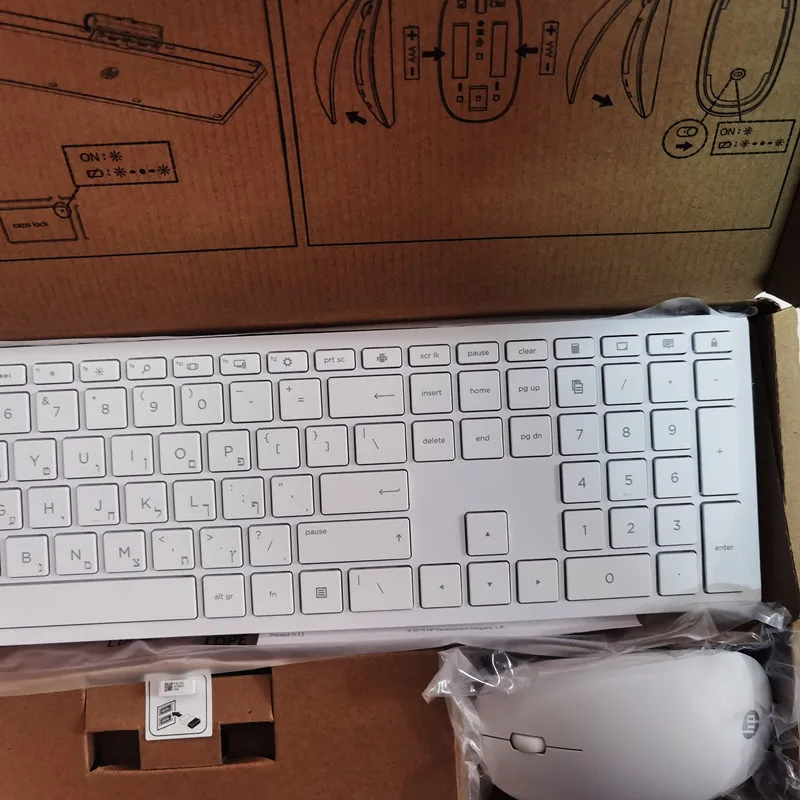 Hebrew-layout-white-Wireless-keyboard-and-mouse-set-for-HP-TPC-C002K ...